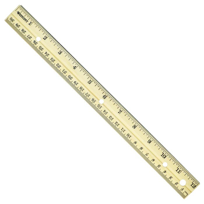 Westcott 12" Hole Punched Wood Ruler English and Metric With Metal Edg ...