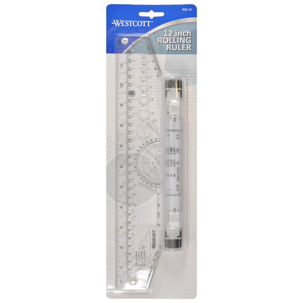 Westcott 12" Rolling Ruler, Clear (ROL-12) – westcottbrand