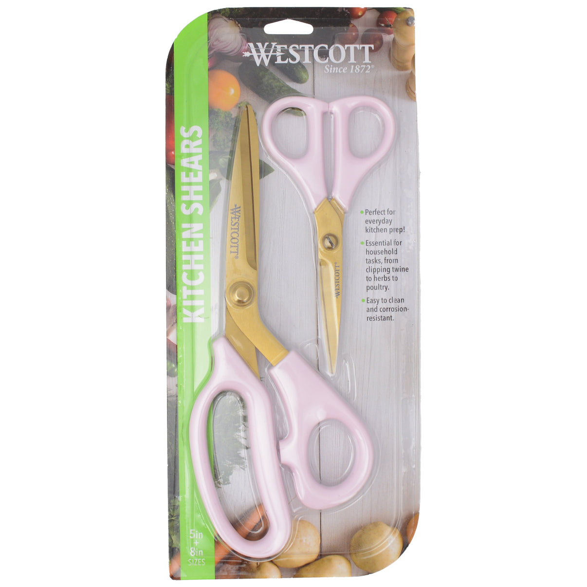 Westcott 2 Pack 8in/5in All Purpose Kitchen Shears and Snip, Pink with ...