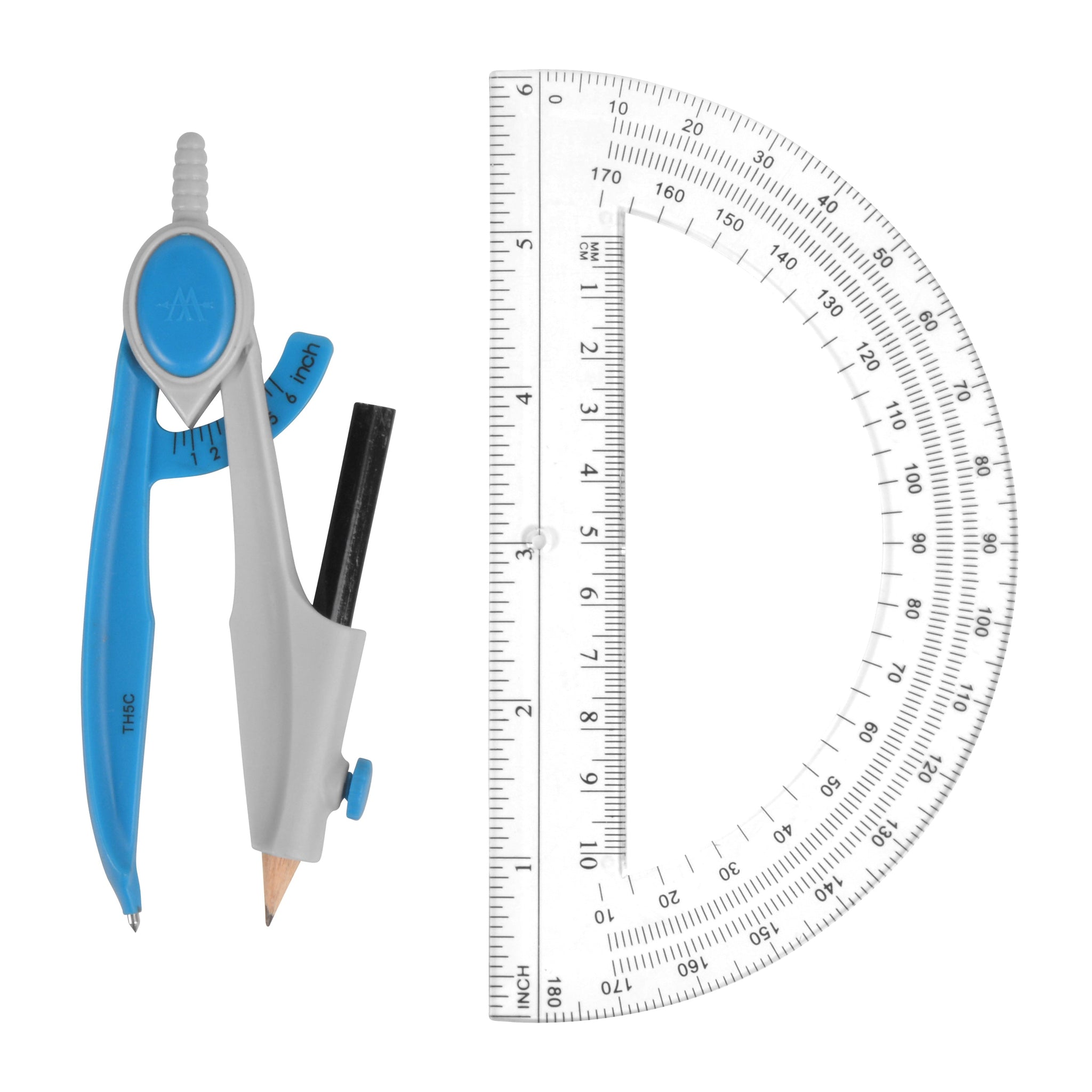 Westcott 2 Piece Math Tools Set, Compass & Protractor, Assorted Colors ...