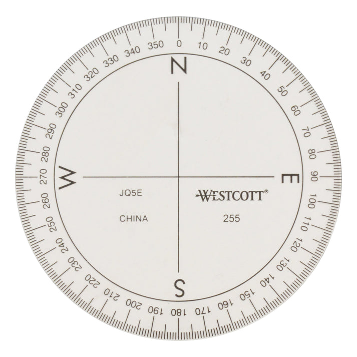 Westcott 3 1/2" 360 Degree Compass Protractor, Transparent (255 ...