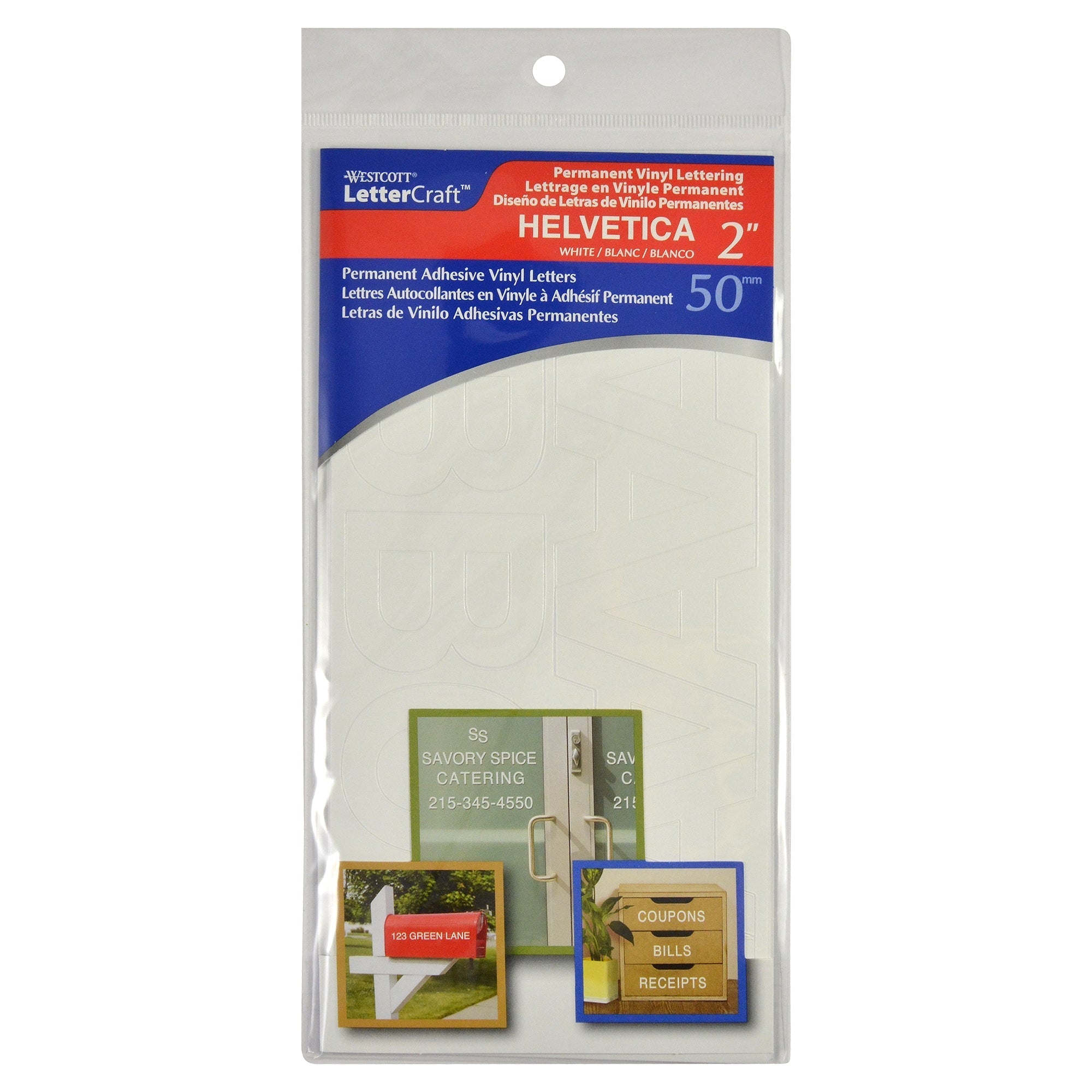 Westcott LetterCraft 2" Permanent Vinyl Letters, Helvetica Font, White ...