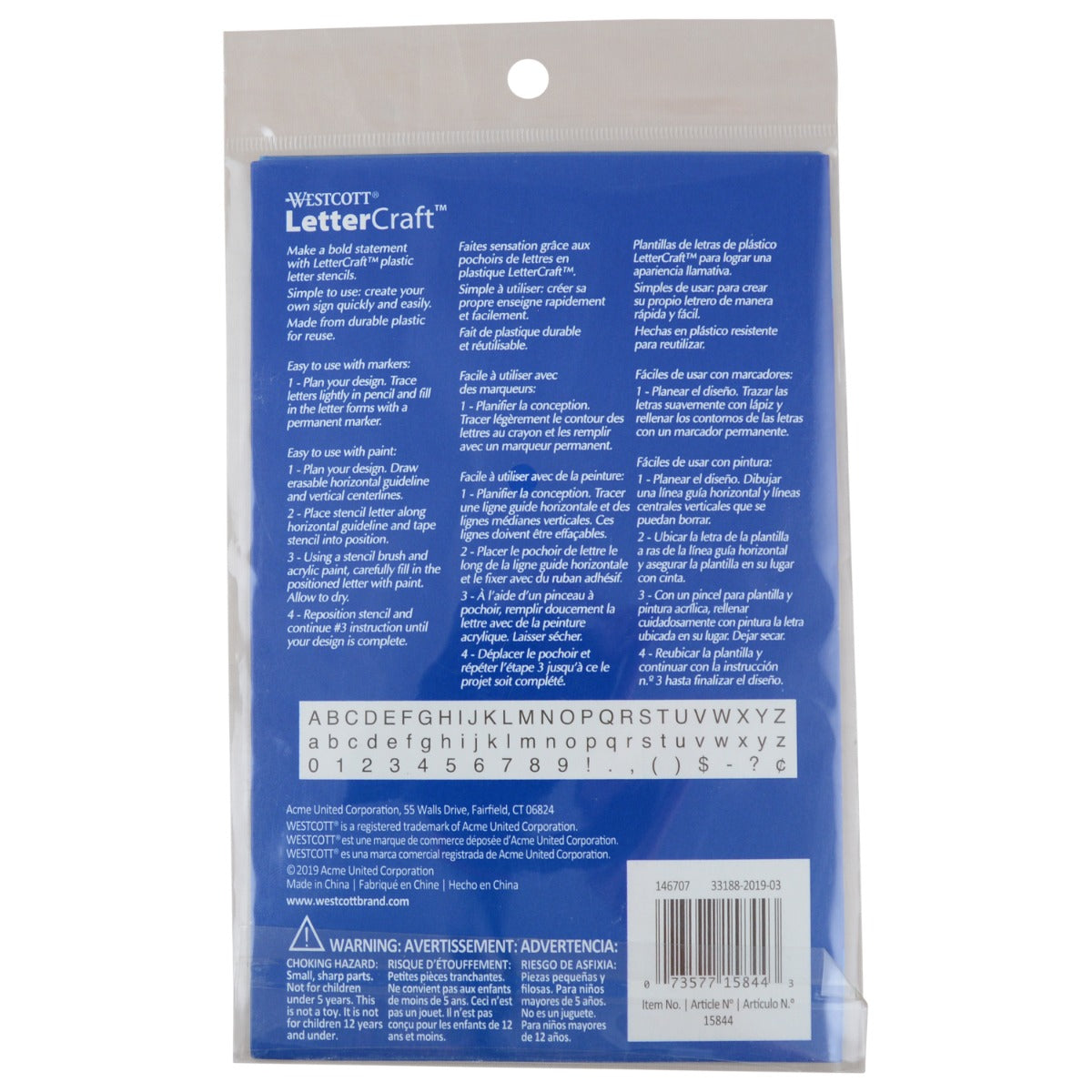 Westcott LetterCraft 3/4" and 1" Stencil, Helvetica Font (15844 ...