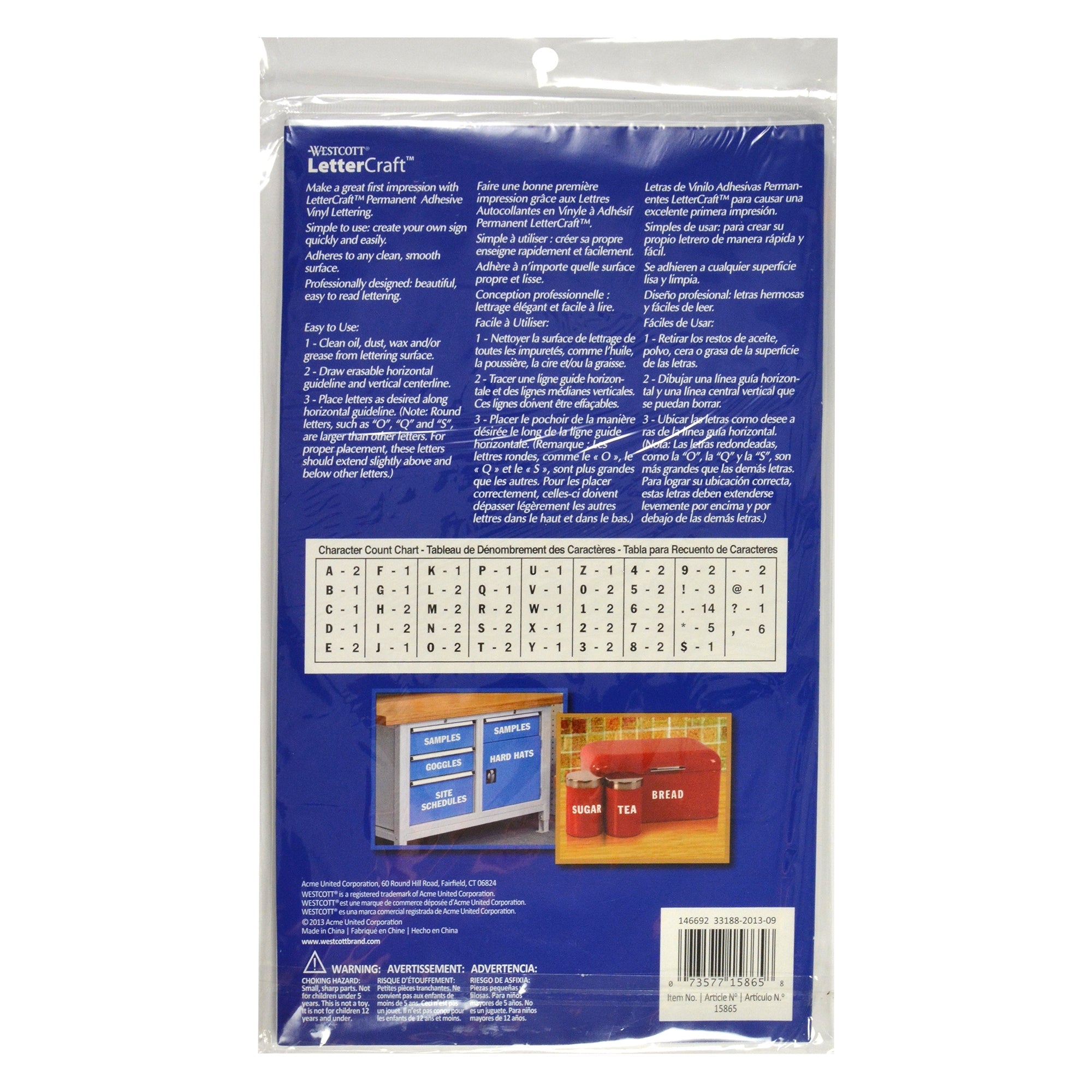 Westcott LetterCraft Permanent Vinyl Lettering Franklin Gothic 6-Inch ...