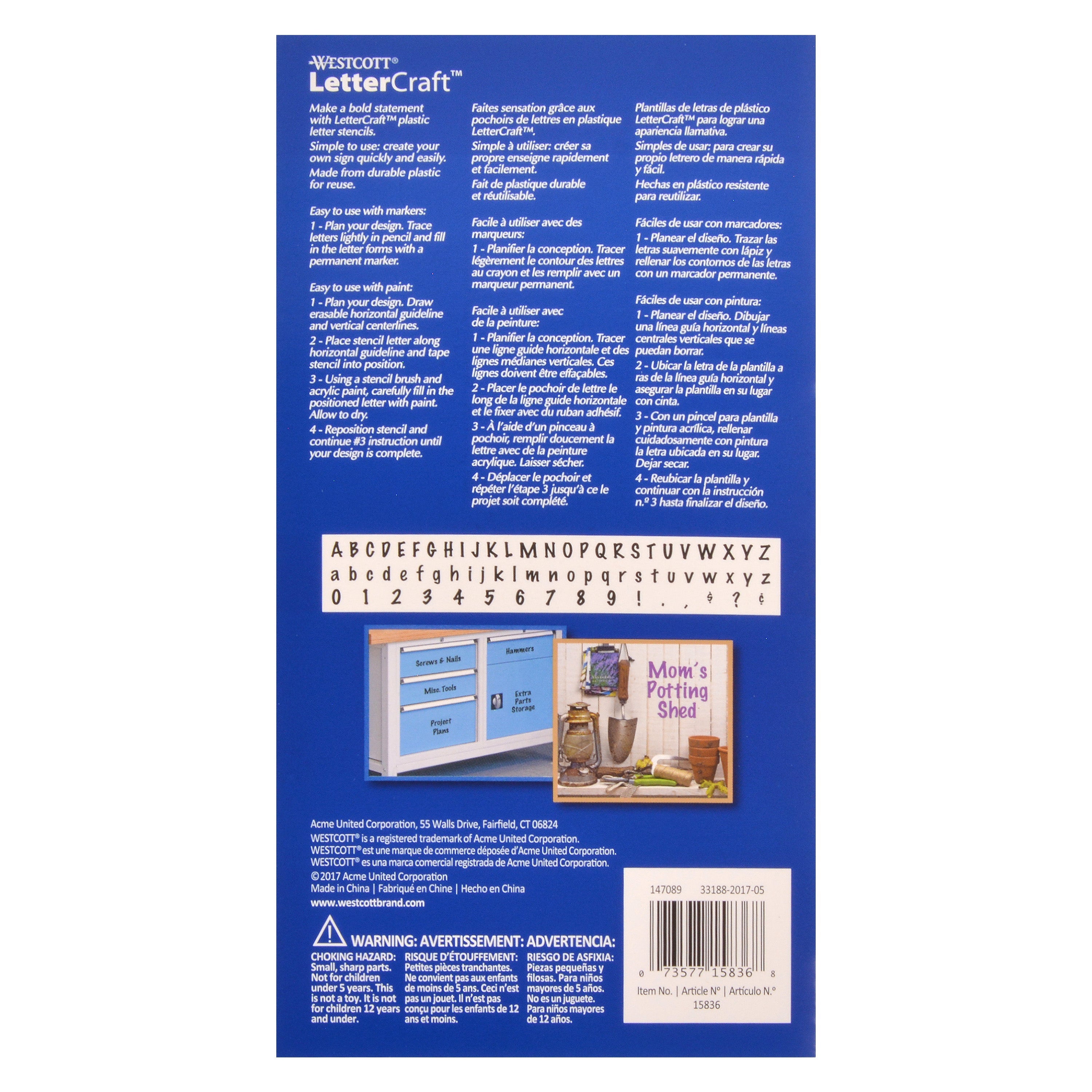 Westcott LetterCraft, Stencils 2" Letters and Numbers, Brush Font (158 ...