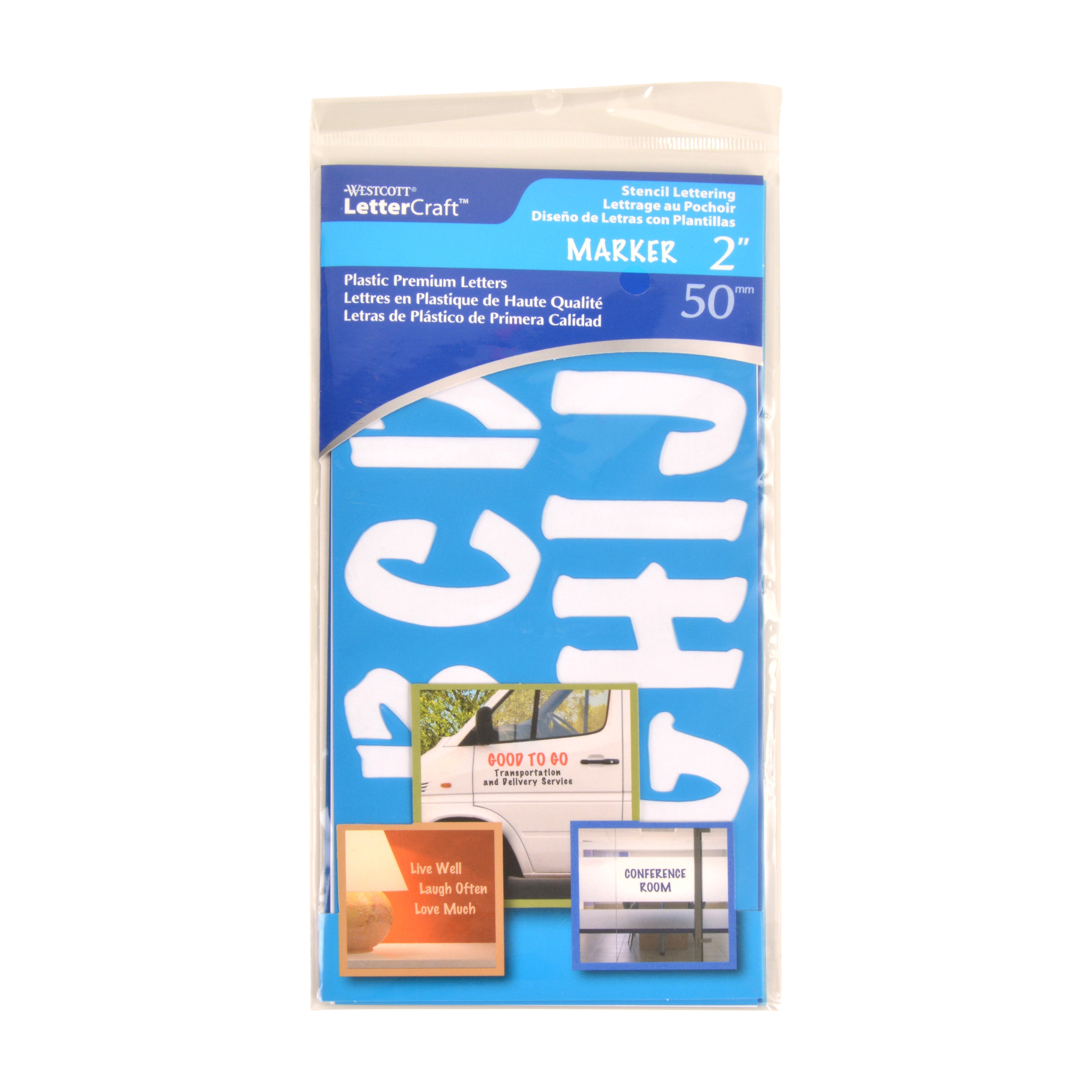 Westcott LetterCraft, Stencils 2" Letters and Numbers, Brush Font (158 ...