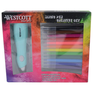 Westcott Magic Pen Airbrush Set for Adults and Children with 12 Felt M ...