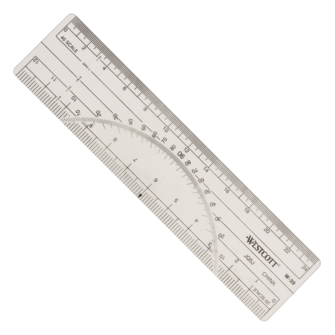 Westcott Protractor Ruler 6", 20ths, 40ths, Transparent (W-39 ...
