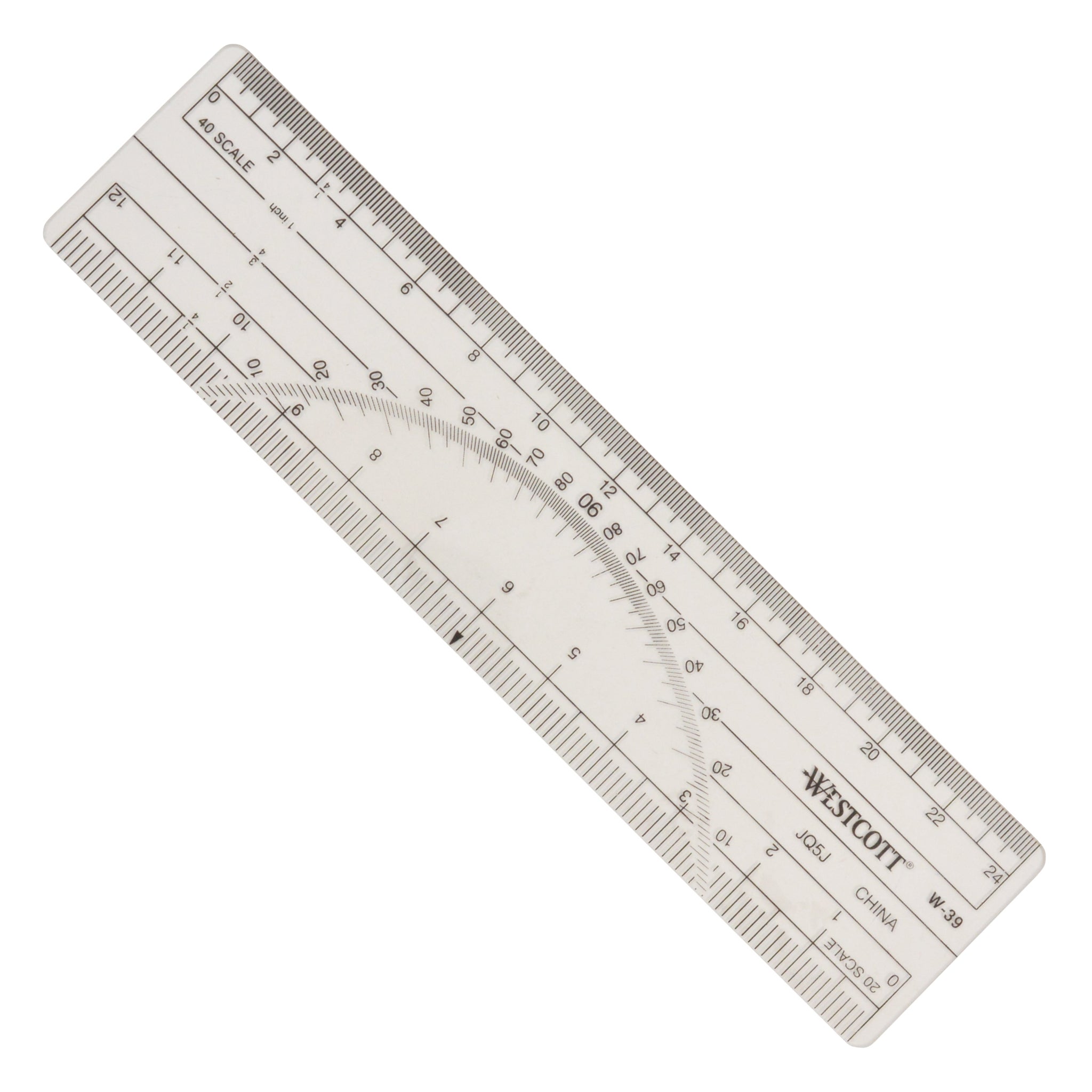 Westcott Protractor Ruler 6", 20ths, 40ths, Transparent (W-39) – westcottbrand