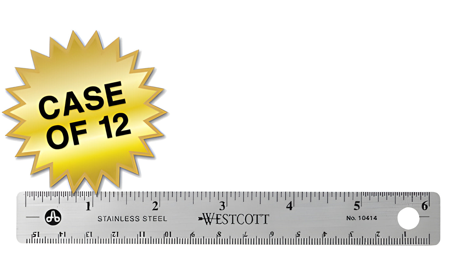 Westcott Stainless Steel 6" Office Ruler With Non Slip Cork Base (1041 ...