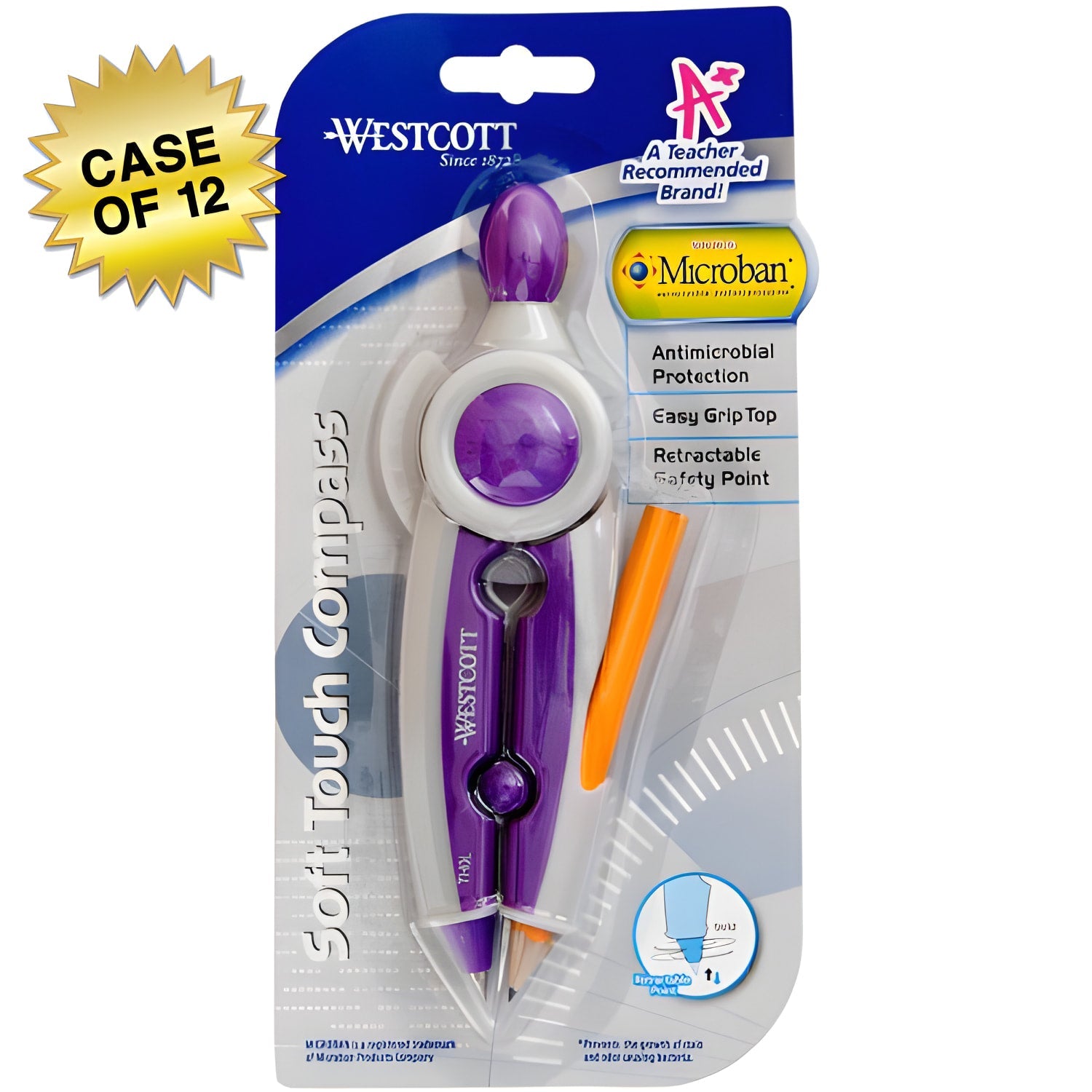 Westcott Student Soft Touch School Compass With Anti-Microbial Protect ...