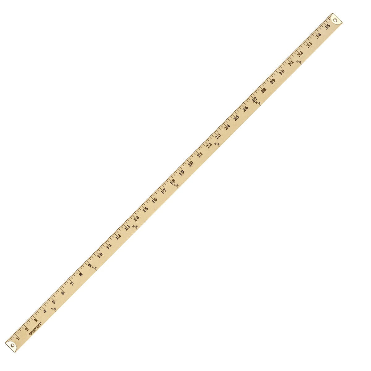 Westcott Wooden Yardstick with Hang Hole and Brass Ends, Clear Lacquer ...